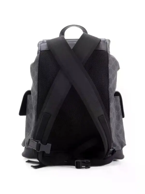 Gucci Double Pocket Buckle Gg Coated Canvas Large Backpack