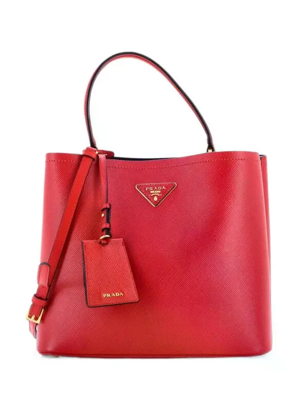 Prada Panier Saffiano Leather Large Bucket Bag - Red