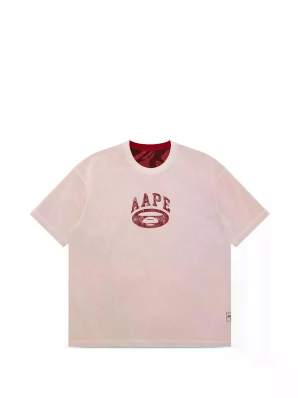 AAPE BY *A BATHING APE Moonface-detail Logo-print T-shirt - Pink