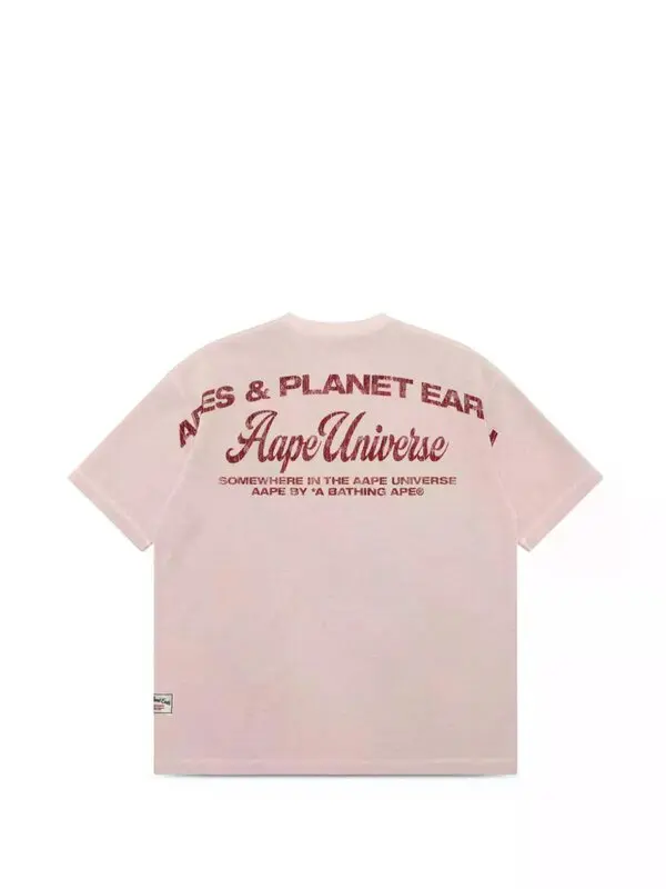AAPE BY *A BATHING APE Moonface-detail Logo-print T-shirt - Pink