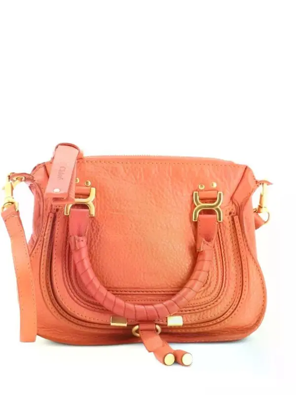 Chloé Marcie Satchel Leather Baby Crossbody Bag - Orange