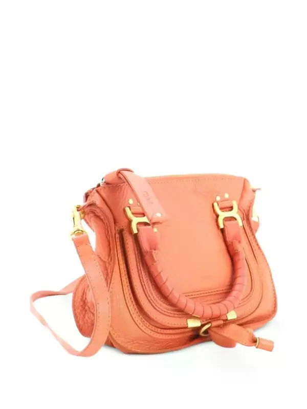 Chloé Marcie Satchel Leather Baby Crossbody Bag - Orange
