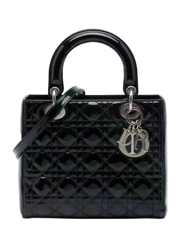 Dior 2011 Medium Patent Cannage Lady Satchel - Black