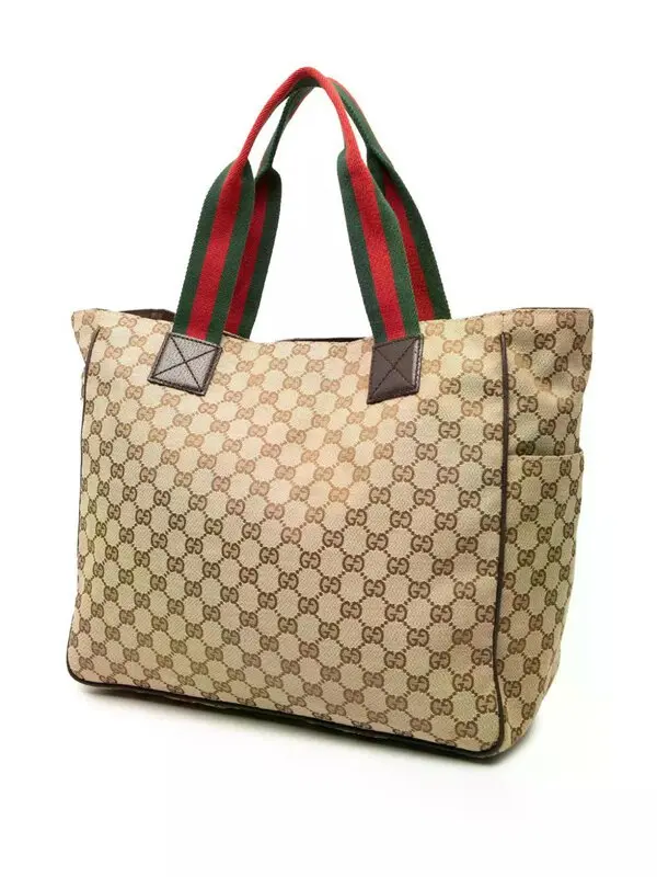 Gucci 2000-2015 Gg Canvas Web Double Pockets Tote Bag