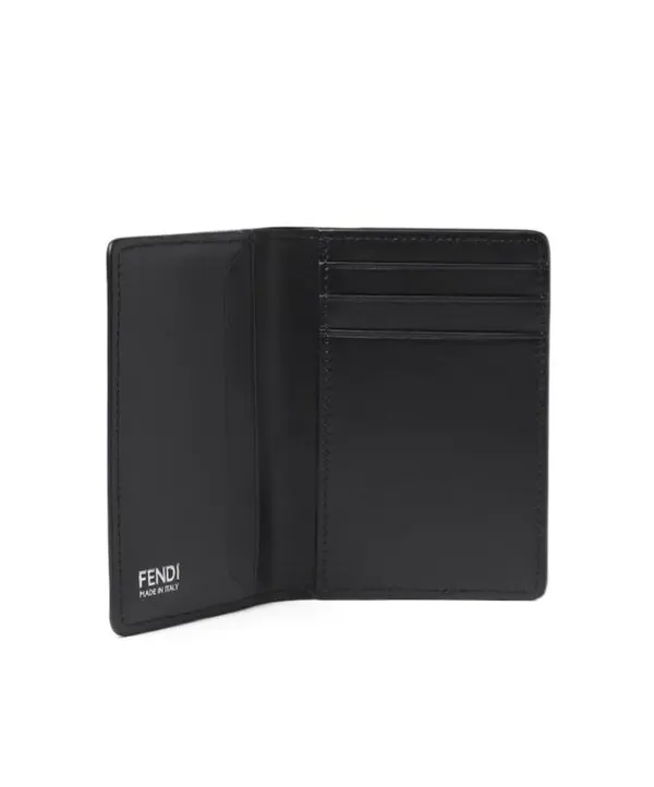 Fendi Ff Card Holder Full-grain Leather Card Holder