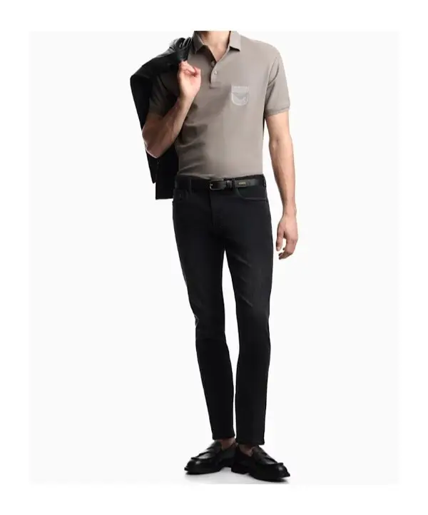 Emporio Armani Pique Polo Shirt With Shield Embroidery