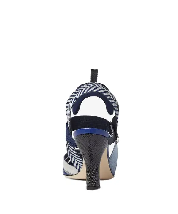 Fendi Iconic Colibrì White And Hagfish And Mesh High-heeled Slingbacks