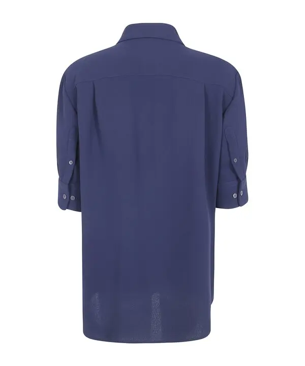 Dries Van Noten Cuffed Crepe Shirt - Navy