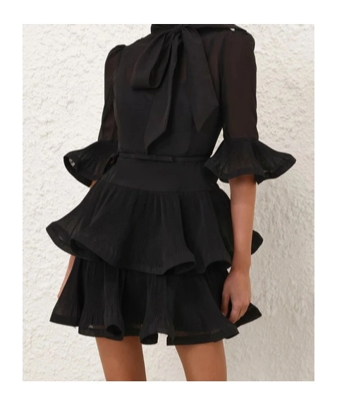 Zimmermann Pleated Sleeved Mini Dress