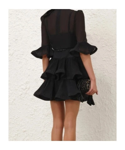 Zimmermann Pleated Sleeved Mini Dress