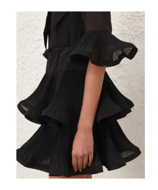 Zimmermann Pleated Sleeved Mini Dress