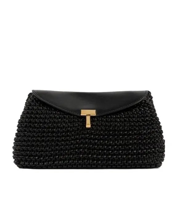 TOTEME Mini T-lock Woven-leather Clutch