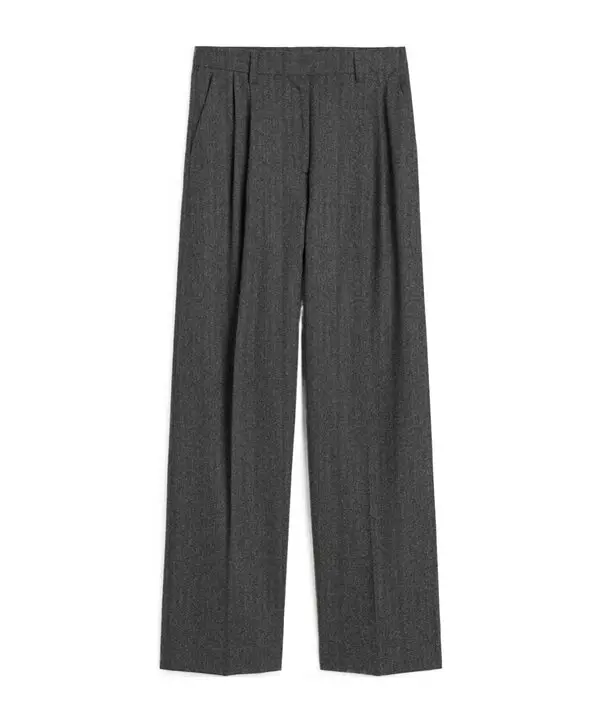 TOTEME Pleated Herringbone-pattern Trousers