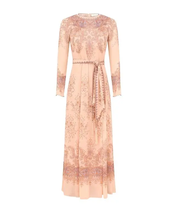 Zimmermann Peach Paisley Print Slim-fit Dress - No