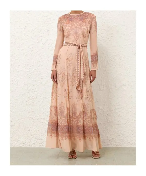 Zimmermann Peach Paisley Print Slim-fit Dress - No