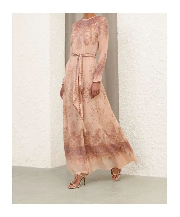 Zimmermann Peach Paisley Print Slim-fit Dress - No