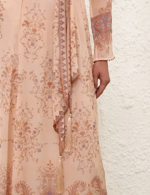 Zimmermann Peach Paisley Print Slim-fit Dress - No