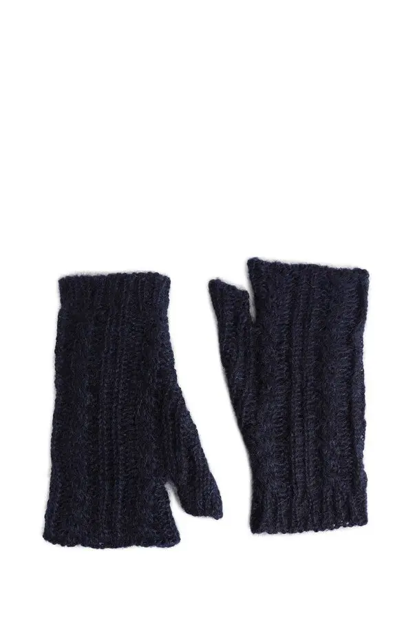 ANN DEMEULEMEESTER Reier Cable Knit Ladder Stitch Gauntlets