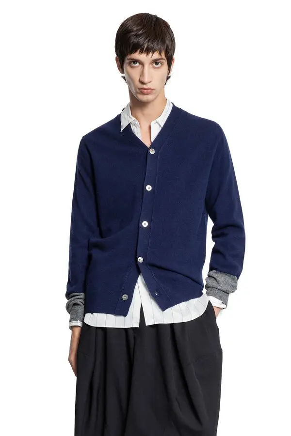 Comme Des Garçons Two-tone Lambswool Cardigan