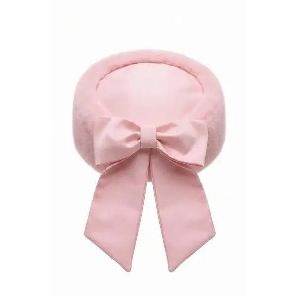 SANTINNI Wonderland Pillbox Hat With Silk Bow In Rosa - Pink
