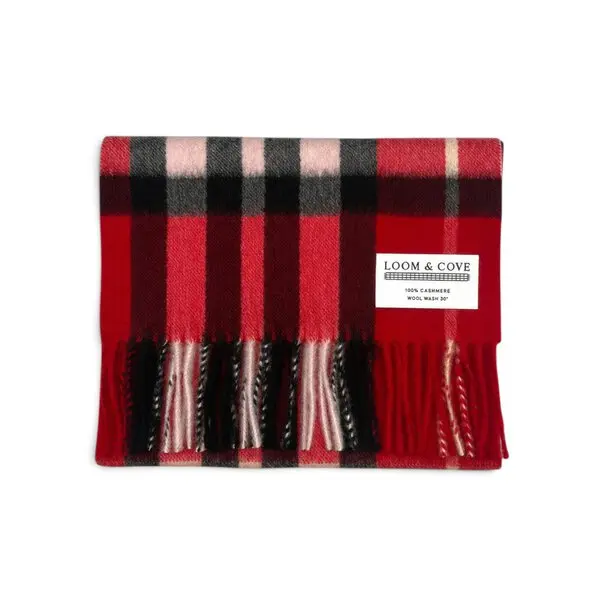 LOOM & COVE Check 100% Cashmere Tartan Scarf