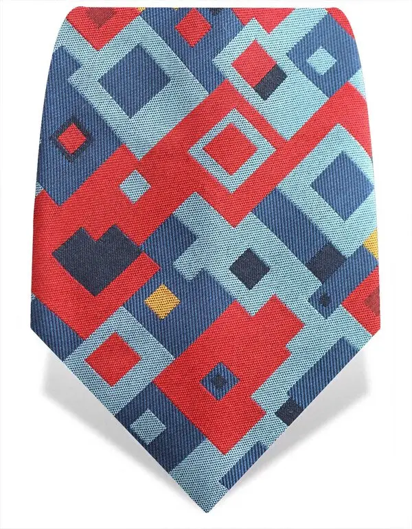 GRESHAM BLAKE Retro Squares Silk Tie - Blue