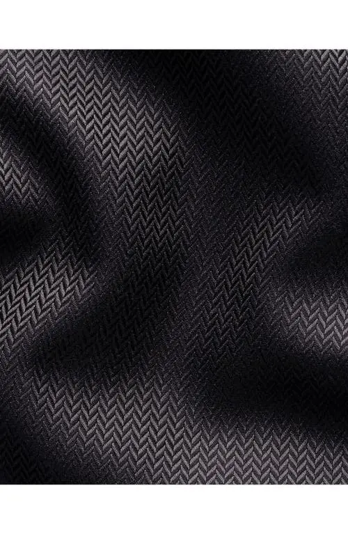 Eton Contemporary Fit Herringbone Cotton Shirt - Black