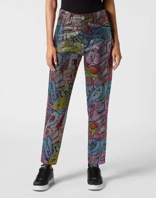 Philipp Plein Denim Trousers Mom Fit Brooches - Indigoblue