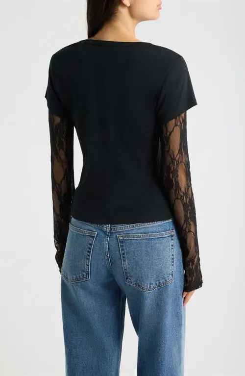 VINYL ICONS Rose Lace Layered Graphic Tee