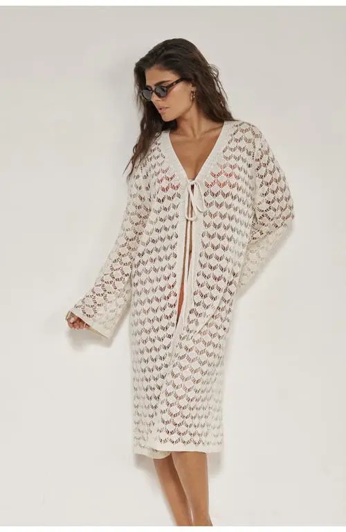 BEACH LIFE BY GOTTEX Rama Crochet Front Tie Robe Cover-up - Beige