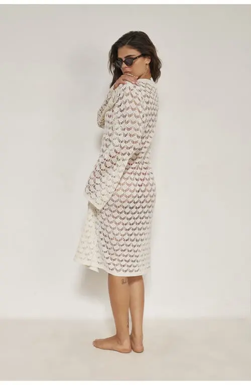 BEACH LIFE BY GOTTEX Rama Crochet Front Tie Robe Cover-up - Beige