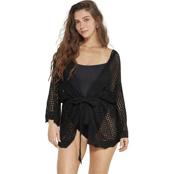 BEACH LIFE BY GOTTEX Maribelle Lace Robe Cover-up - Black