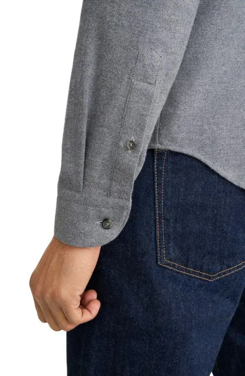 Eton Solid Flannel Shirt - Medium Blue