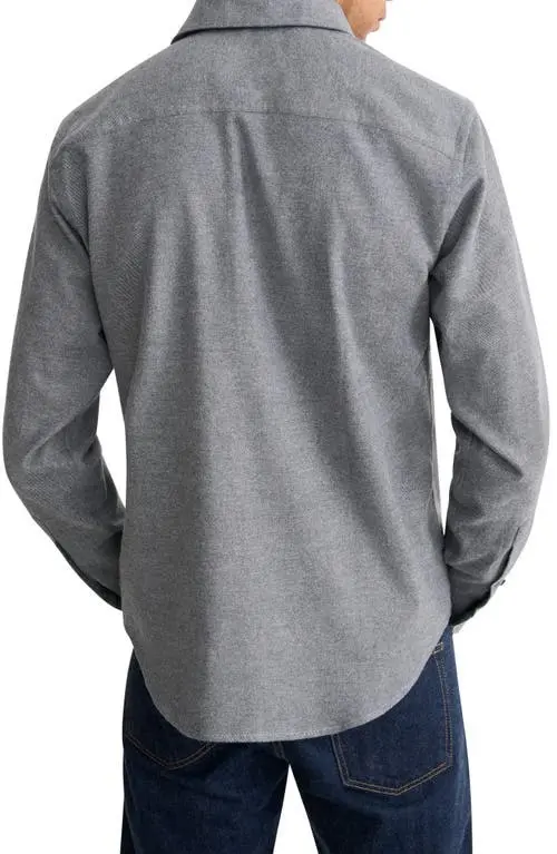 Eton Solid Flannel Shirt - Medium Blue