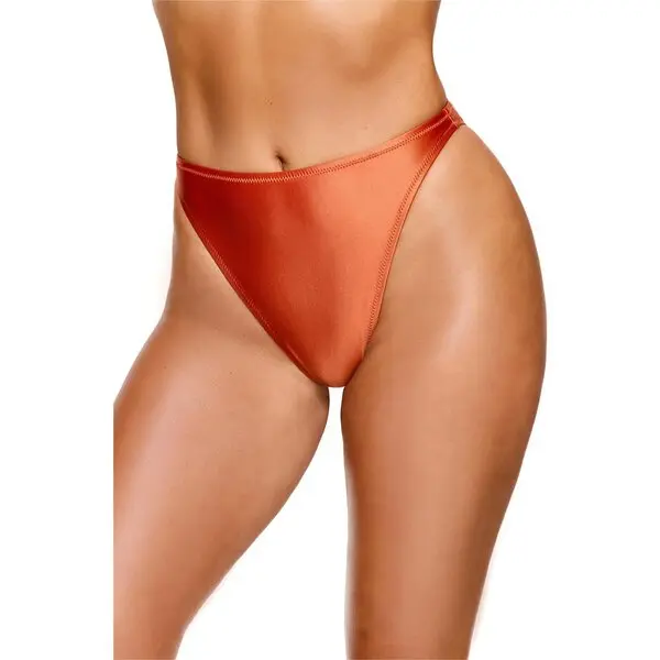 GOTTEX Satin Royale High Waist High Leg Bikini Bottom Swimsuit - Spice