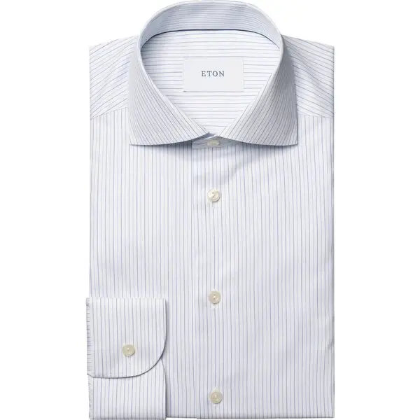 Eton Slim Fit Striped Cotton Dress Shirt