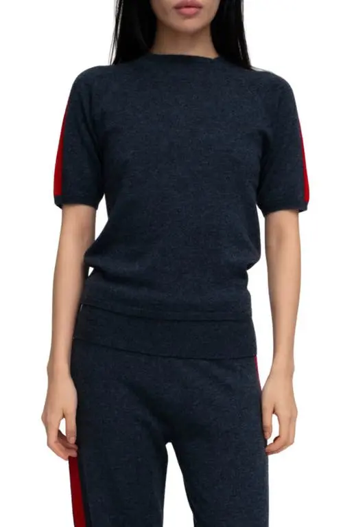 FIND ME NOW Wool & Cashmere Raglan Short Sleeve Top - Charcoal