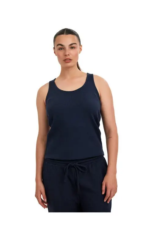 BEACH LIFE BY GOTTEX Summer Lounge Waffle Racerback Tank Top - Navy