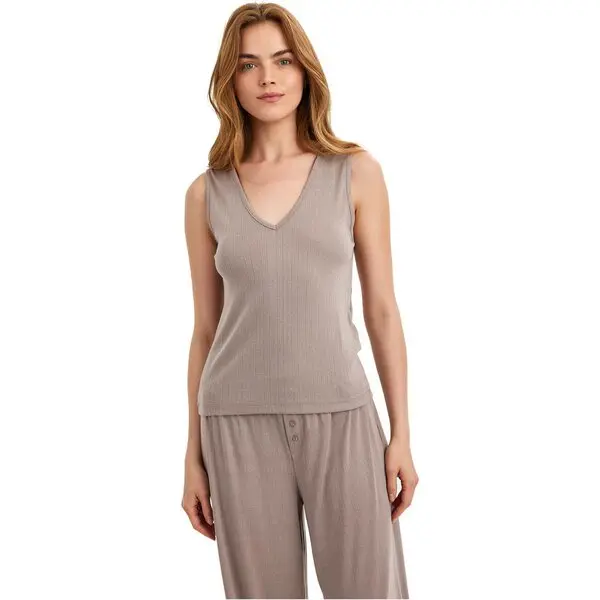 BEACH LIFE BY GOTTEX Summer Lounge V-neck Pointelle Tank Top