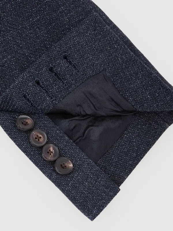 REISS Carlos Cotton Hopsack Single-breasted Blazer Tailored-fit - Denim Blue