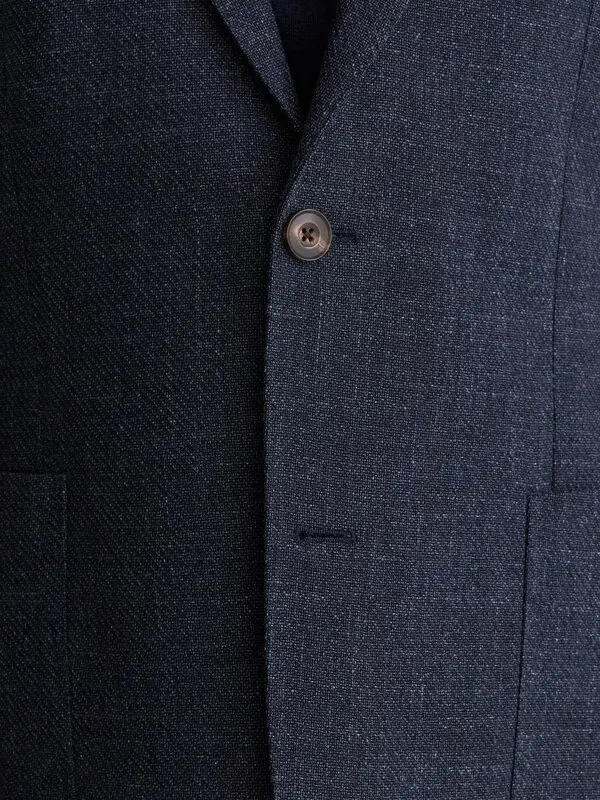 REISS Carlos Cotton Hopsack Single-breasted Blazer Tailored-fit - Denim Blue