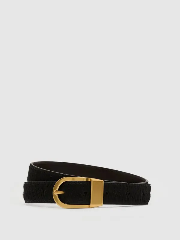 REISS Hazel Pony Hair-effect Leather Belt