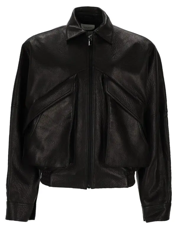 Magda Butrym Giacca In Pelle Vintage Con Colletto Classico