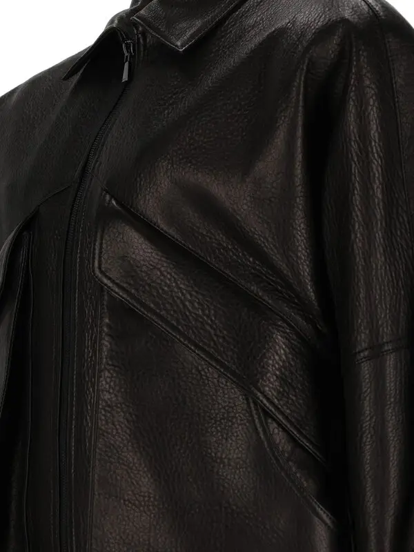 Magda Butrym Giacca In Pelle Vintage Con Colletto Classico