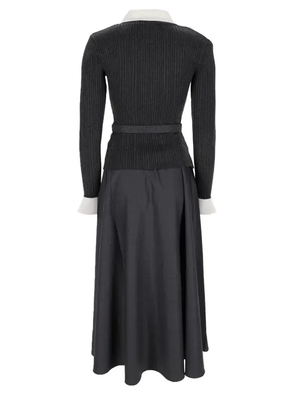 SELF-PORTRAIT Abito Midi In Twill Di Maglia