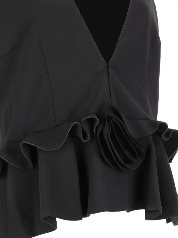 ROTATE BY BIRGER CHRISTENSEN Top Con Scollo A V E Applicazioni Floreali - Black