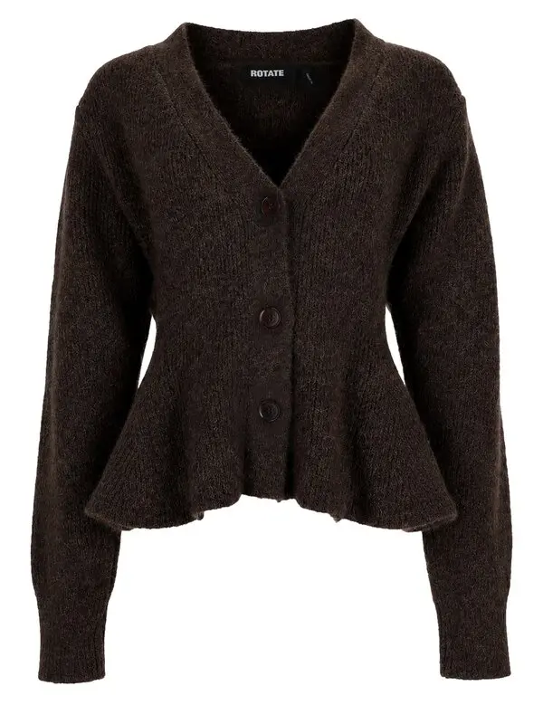 ROTATE BY BIRGER CHRISTENSEN Cardigan In Maglia Con Volant - Brown