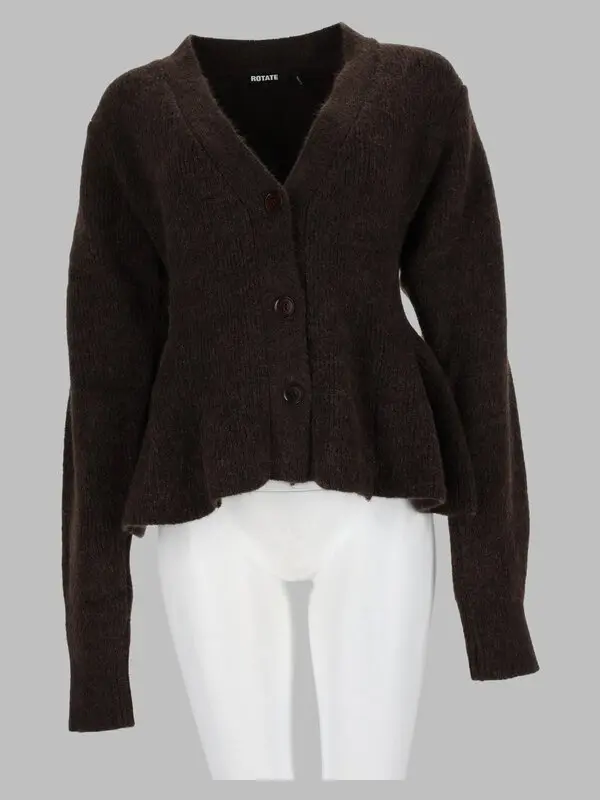 ROTATE BY BIRGER CHRISTENSEN Cardigan In Maglia Con Volant - Brown
