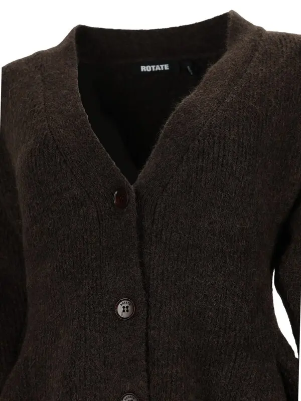 ROTATE BY BIRGER CHRISTENSEN Cardigan In Maglia Con Volant - Brown