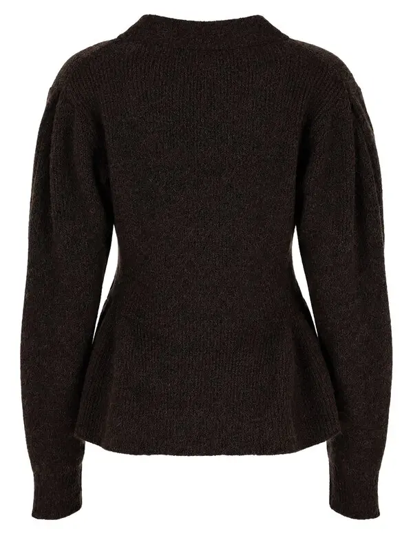 ROTATE BY BIRGER CHRISTENSEN Cardigan In Maglia Con Volant - Brown